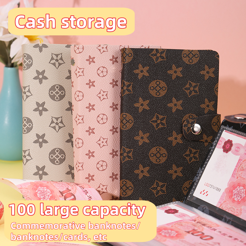 Envelope money saving challenge PU leather waterproof mini binder money ...