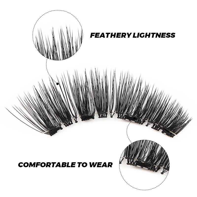 2 Pair 3D Magnetic False Eyelashes Reusable Magnetic Eyelashes With 4 ...