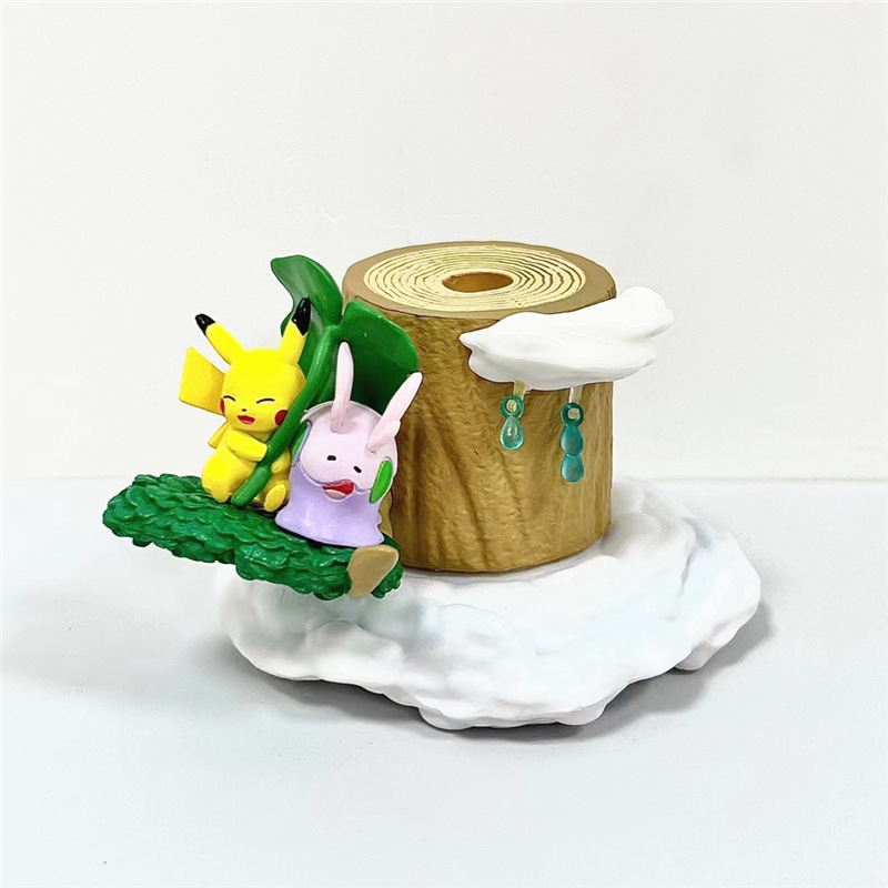 6Pcs/Set 8.5cm Anime Pokemon Figure Weather Stump Pikachu Psyduck Snivy ...