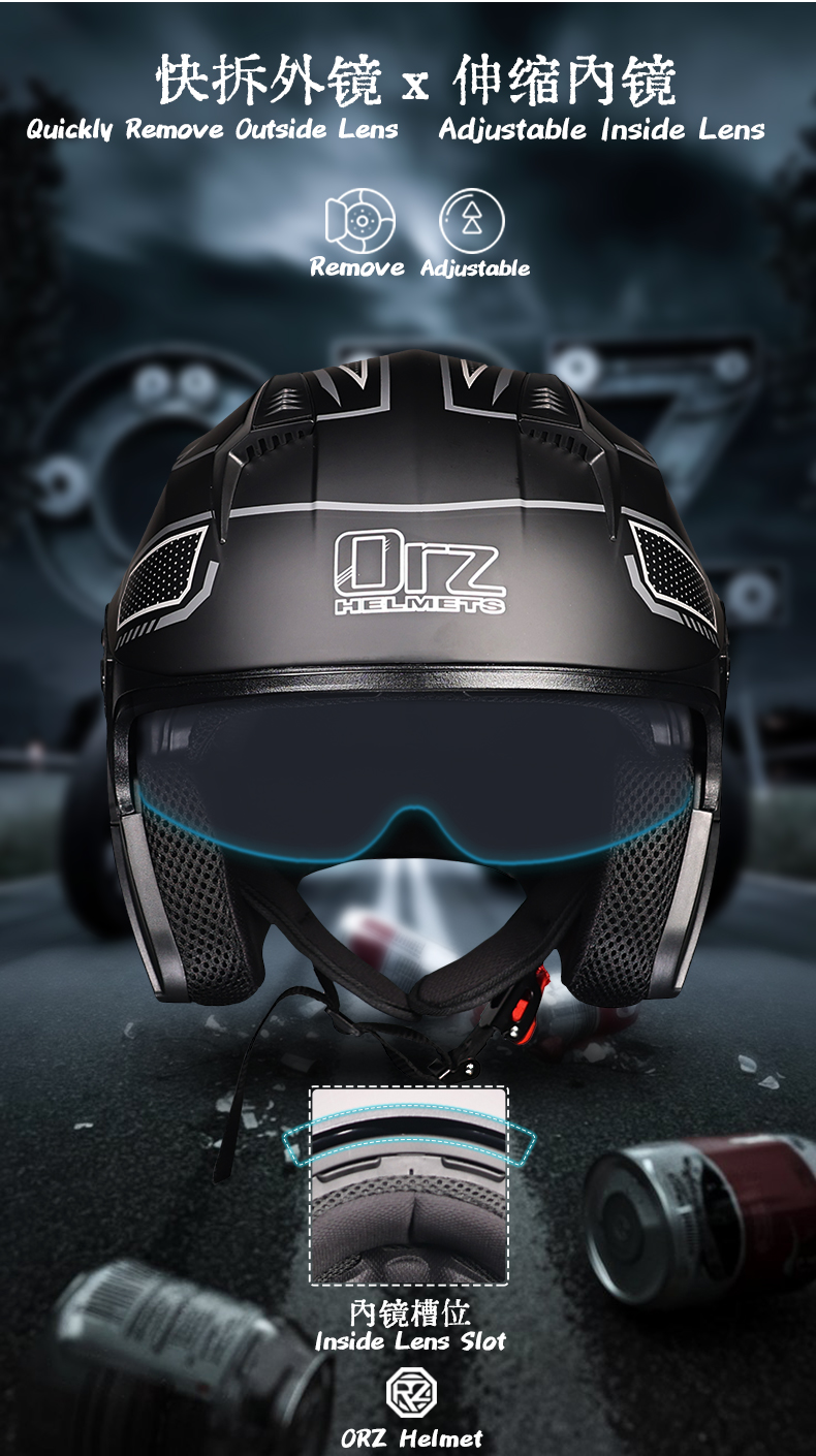 Helmet motorcycle open face racing Jiekai motorcycle vintage helmets ...