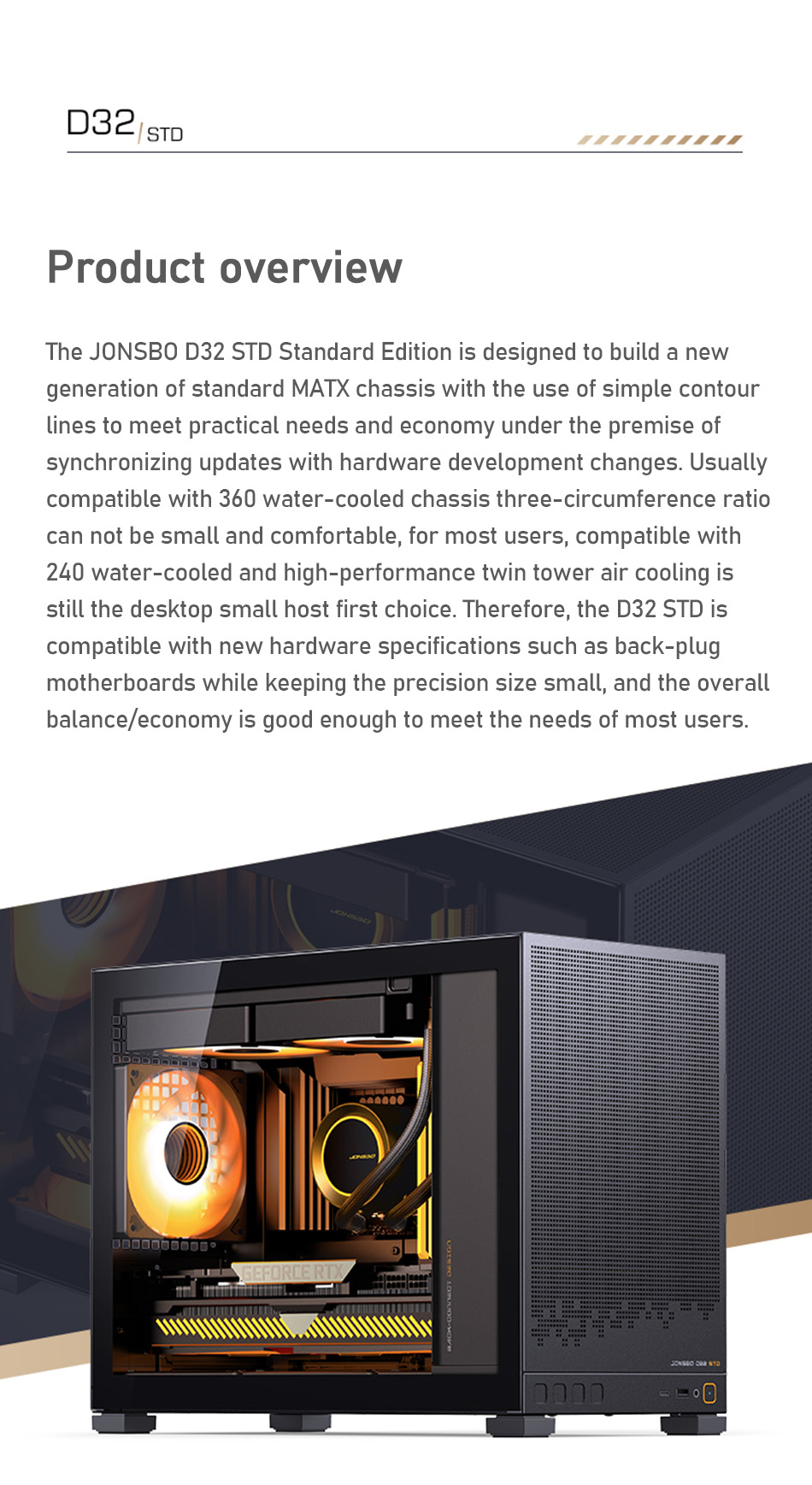 Jonsbo D32 STD/PRO Black MATX Desktop Small Case Support ATX/SFX Power ...