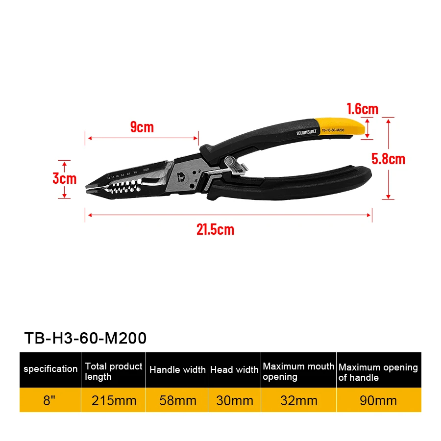 TOUGHBUILT TB-H3-60-M200 8"Multi-Function Electrical Installation ...