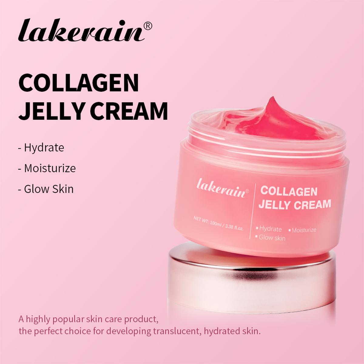 Lakerain 24h Glow & Lifted Collagen Jelly Cream Niacinamide And Freeze-Dried Hydrolyzed Collagen ...