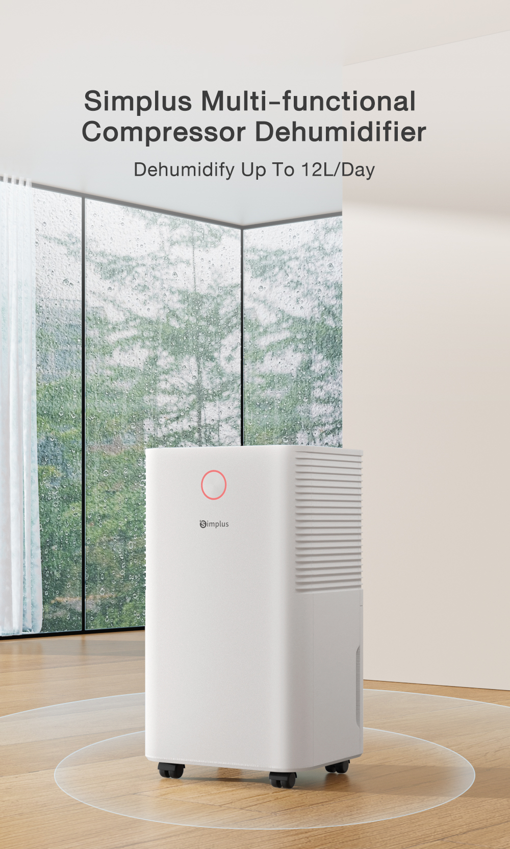Simplus Compressor Dehumidifier for Room Dehumidify up to 12L/Day Auto ...