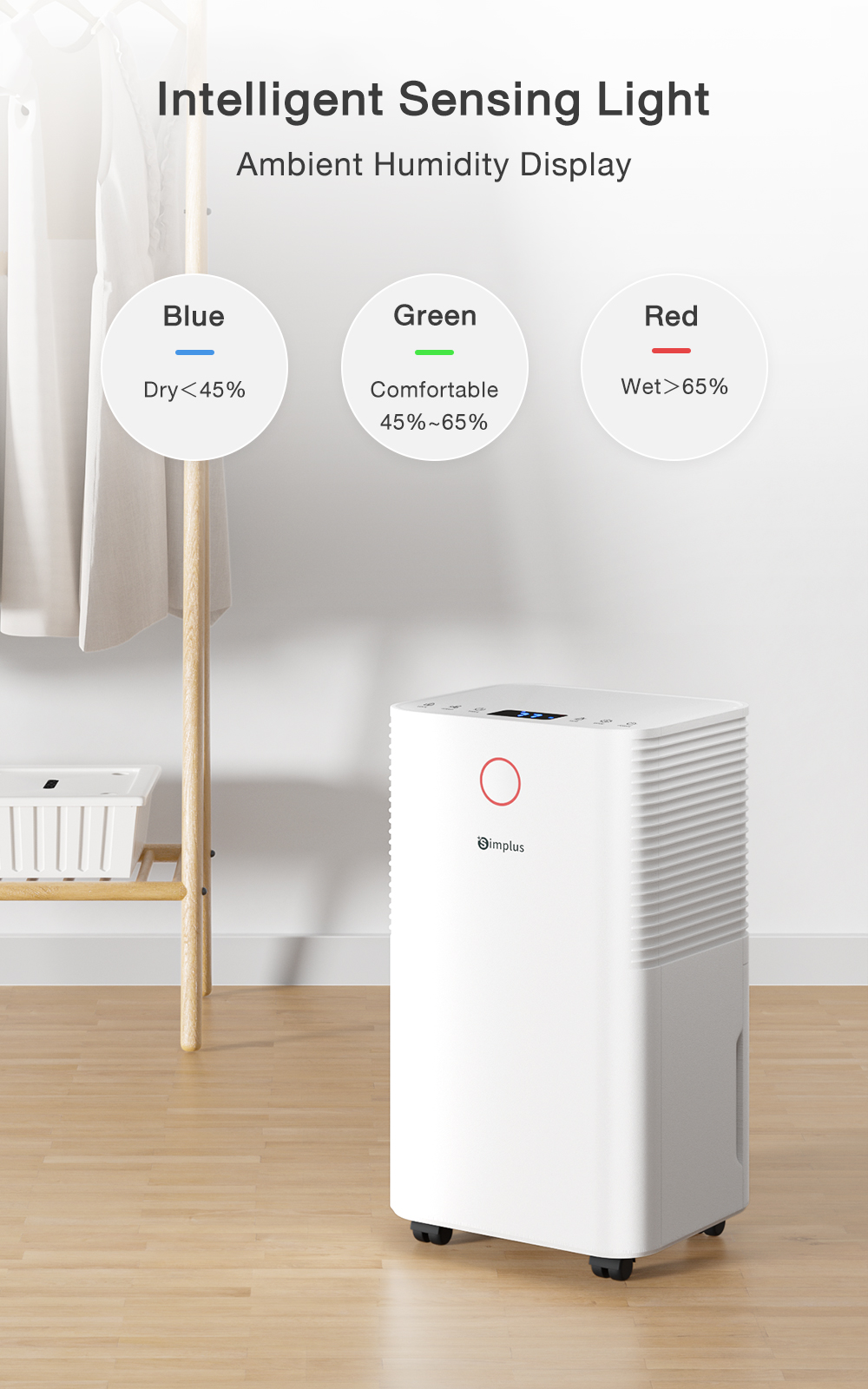 Simplus Compressor Dehumidifier for Room Dehumidify up to 12L/Day Auto ...