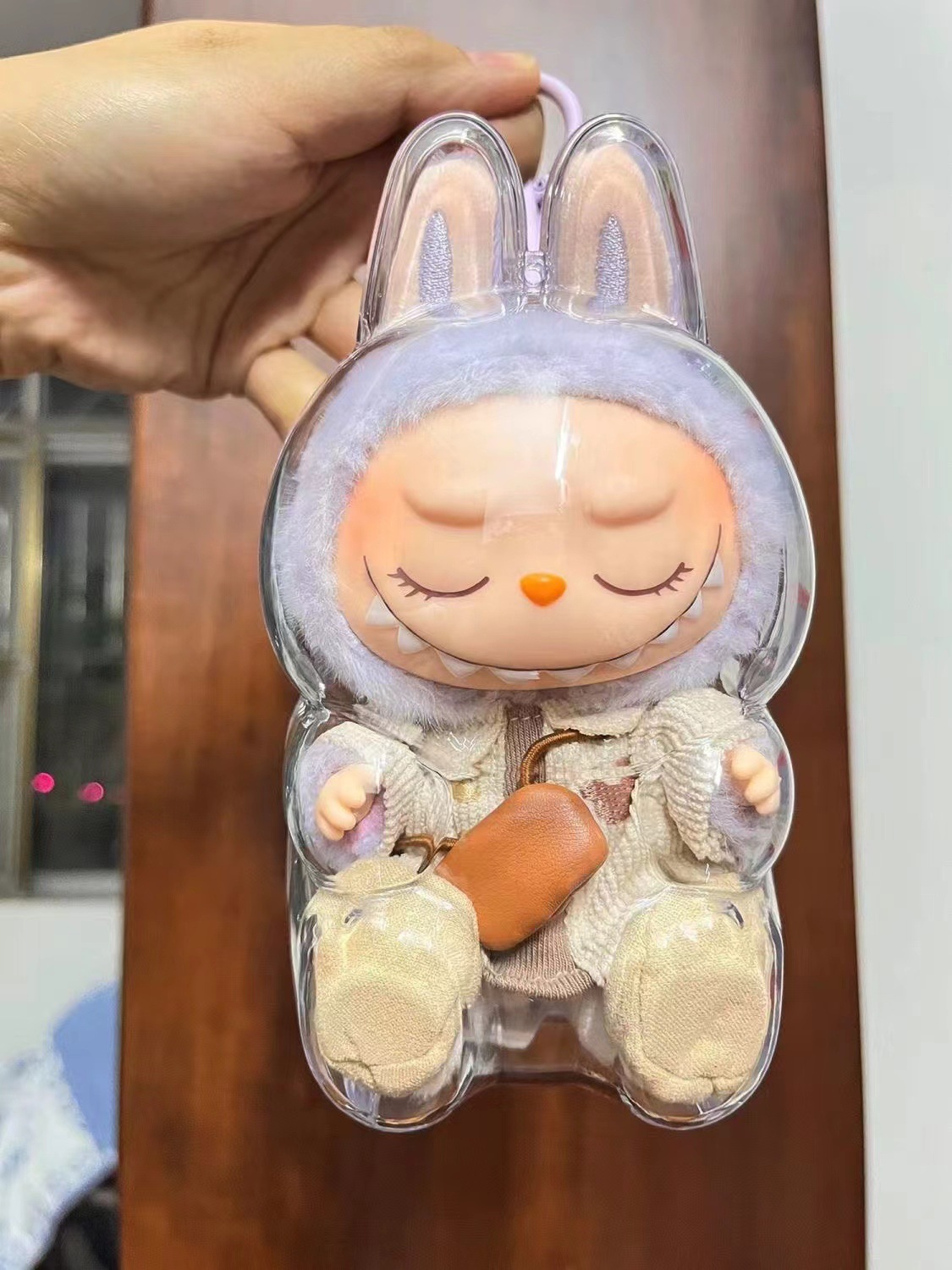 labubu acrylic protective case monster V1 and V2 transparent storage ...