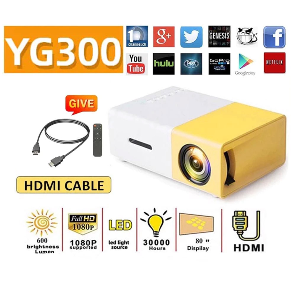 YG300 Ultra Portable Mini LED Pico Projector YG300 Pro for Home HDMI ...