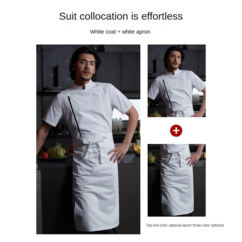 Ready Stock Zippered Chef Overalls Short Sleeves Men's Thin High-end ...