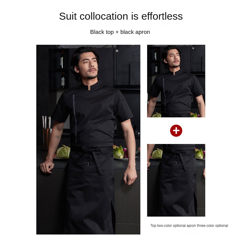 Ready Stock Zippered Chef Overalls Short Sleeves Men's Thin High-end ...
