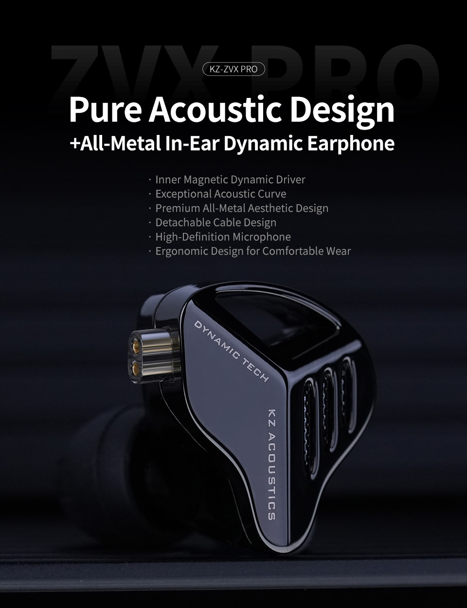 KZ ZVX PRO Dynamic Earphones HIFI Bass Earbuds In Ear Monitor Headphones Sport Noise Cancelling ...