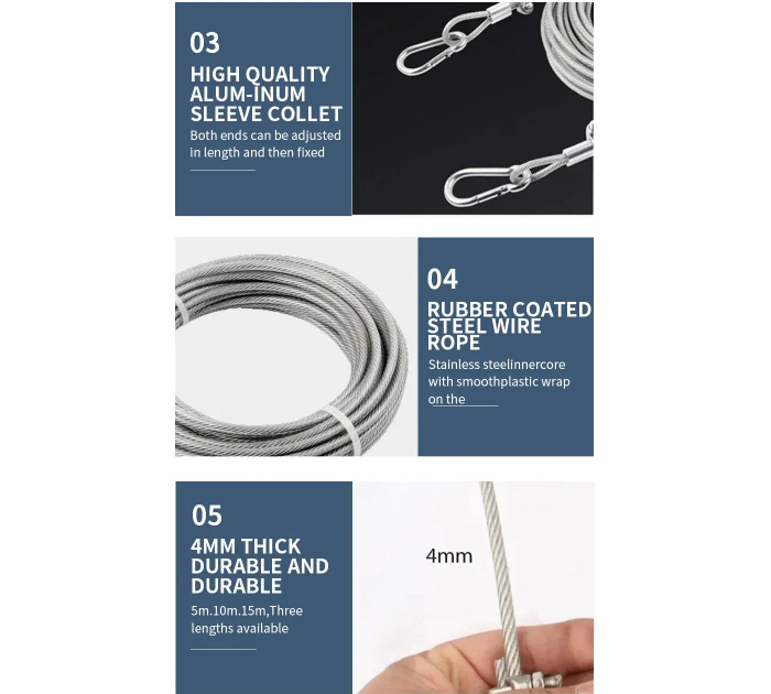 Plastic-coated steel wire clothesline thickened stainless steel outdoor ...