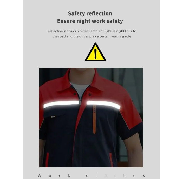 Thin short sleeve work security uniform shirt men women breathable wear ...