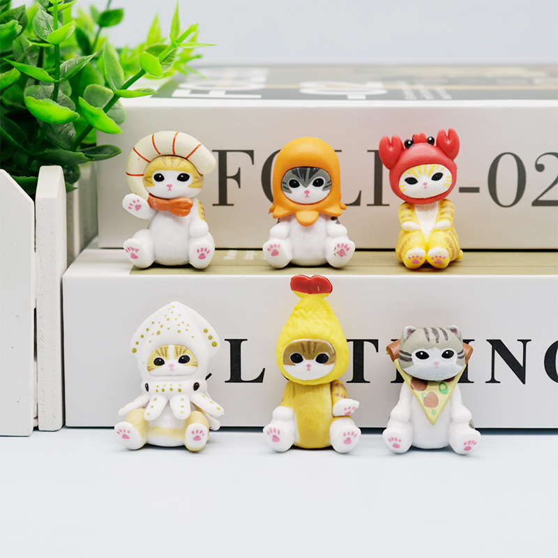 6Pcs/Set 3-4cm Anime Mofusand Shark Cat Marine Life Fried Shrimp Cat ...