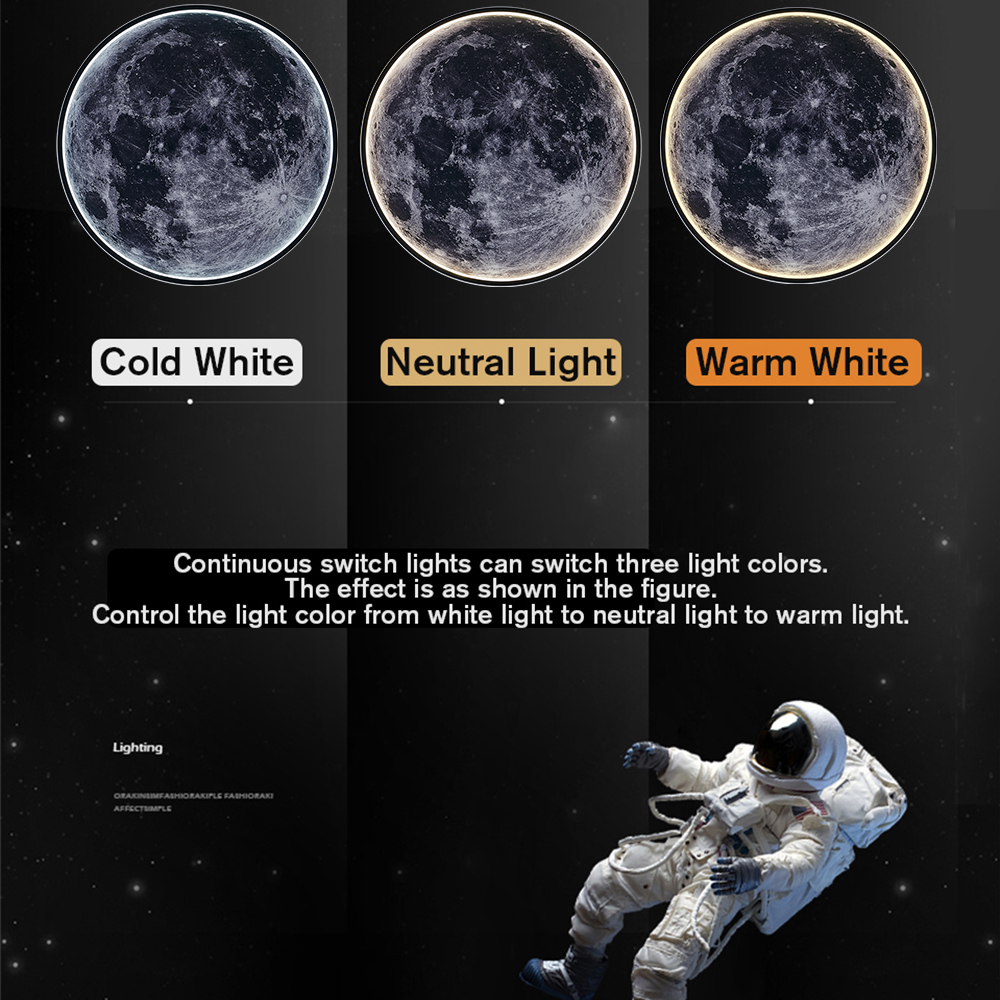 3D Moon Wall Lamp Modern Mural Earth LED Wall Light Remote Control ...