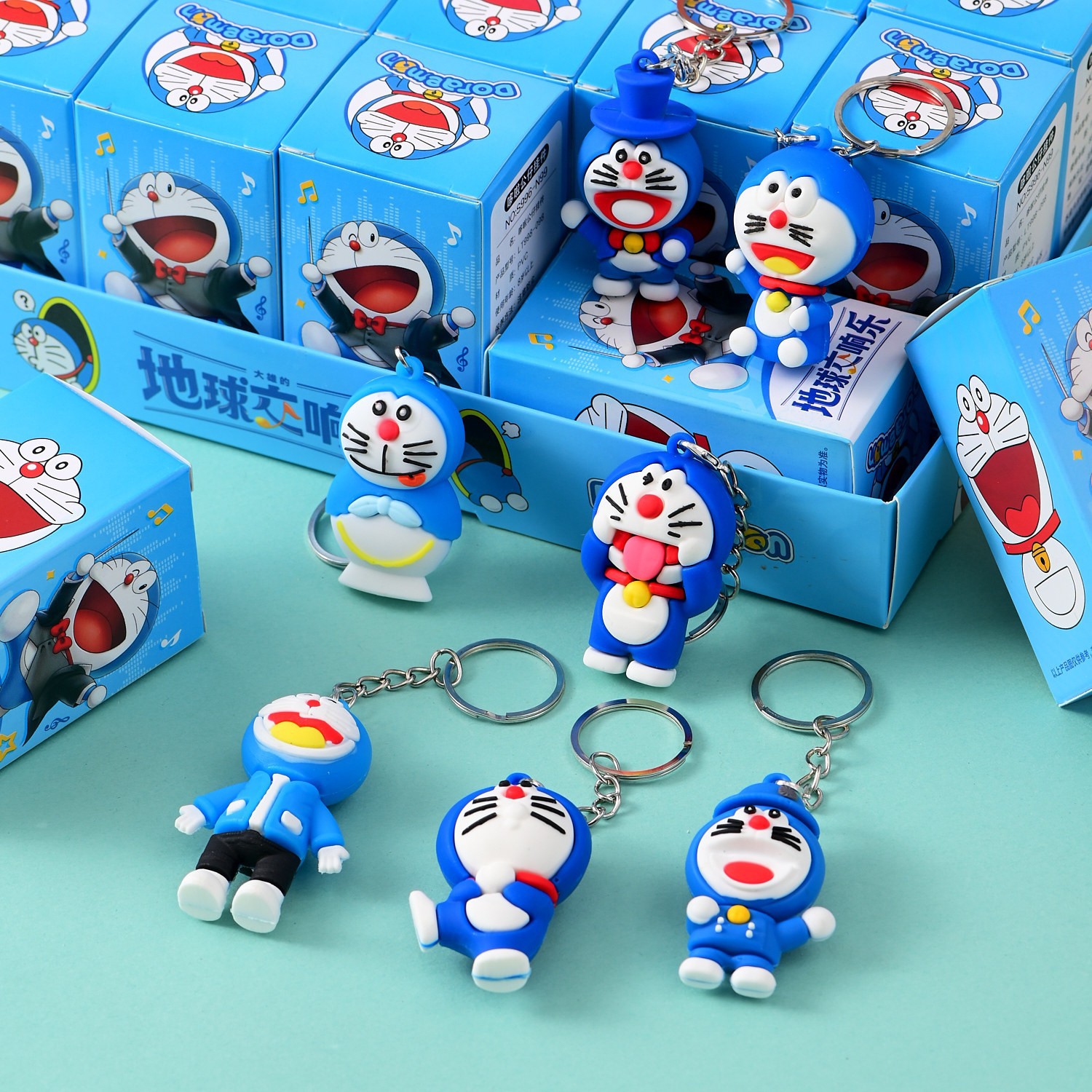 Doraemon keychain cute cartoon doll blind box bag keyring car pendant ...