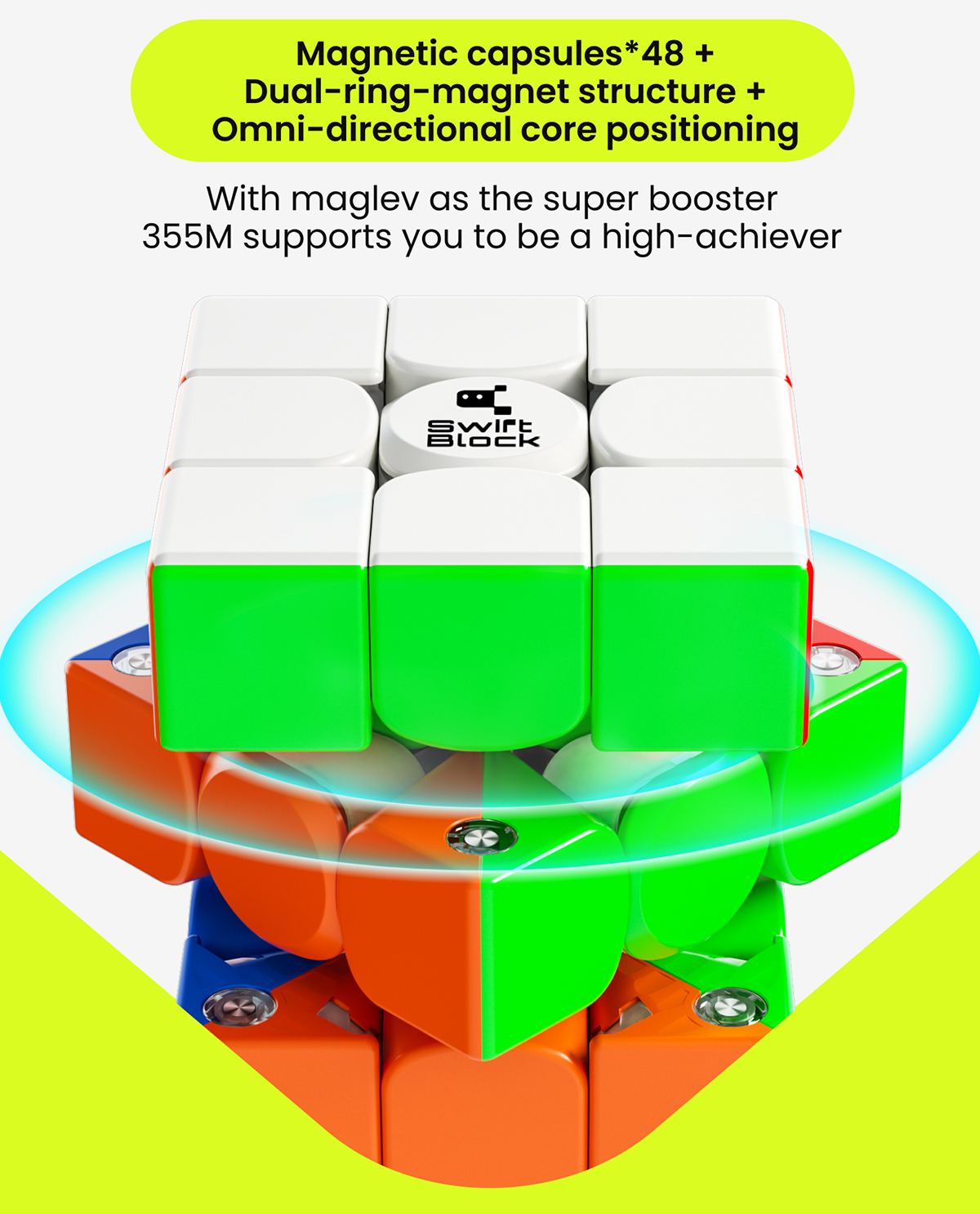 GAN Swift Block Maglev 3x3 Magnetic Cube GAN 355S Stickerless Professional Fidget Toys Gifts For ...
