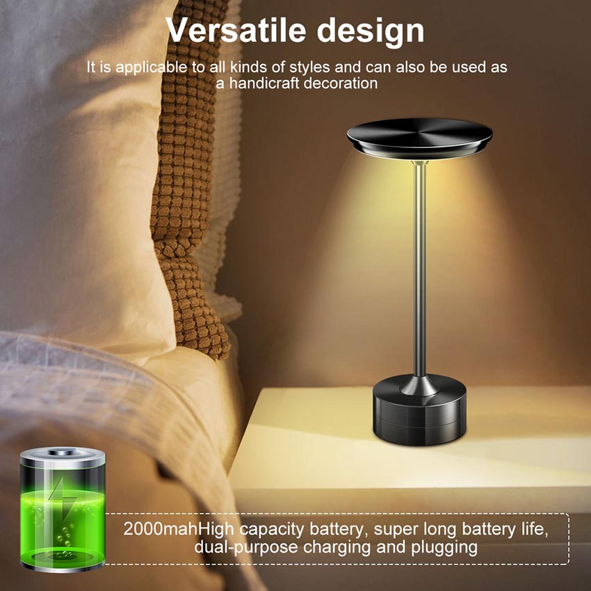 【24h Ship】LED Metal Table Lamp USB Touch Control Dimmable Bedside ...