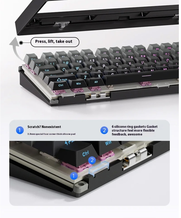 MCHOSE KX75 three mode aluminum alloy customized mechanical keyboard ...