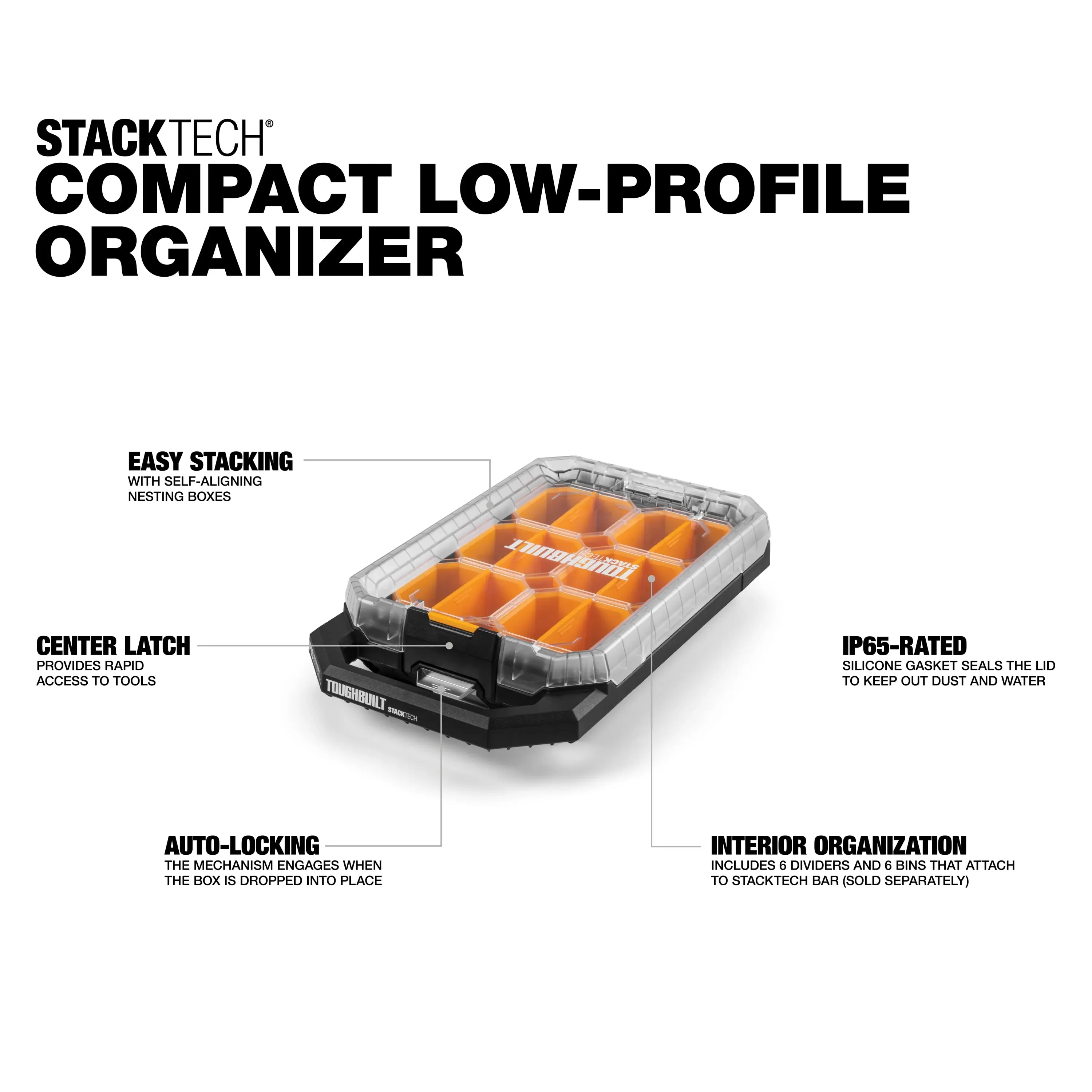 TOUGHBUILT TB-B1-O-10C StackTech Compact Low-Profile Organizer ...
