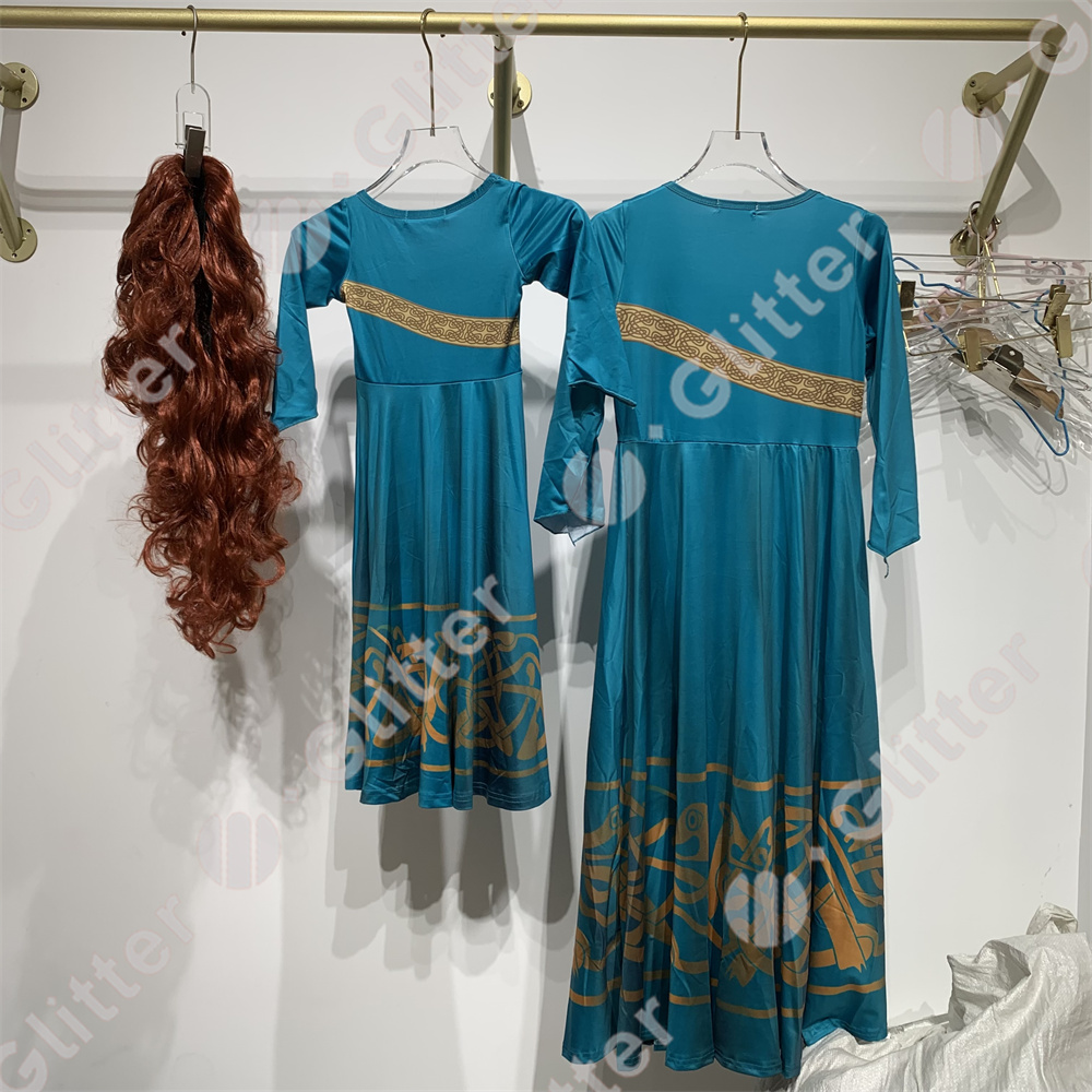 Princess Merida BRAVE Christmas Outfits For Girls Printing Dress Long ...