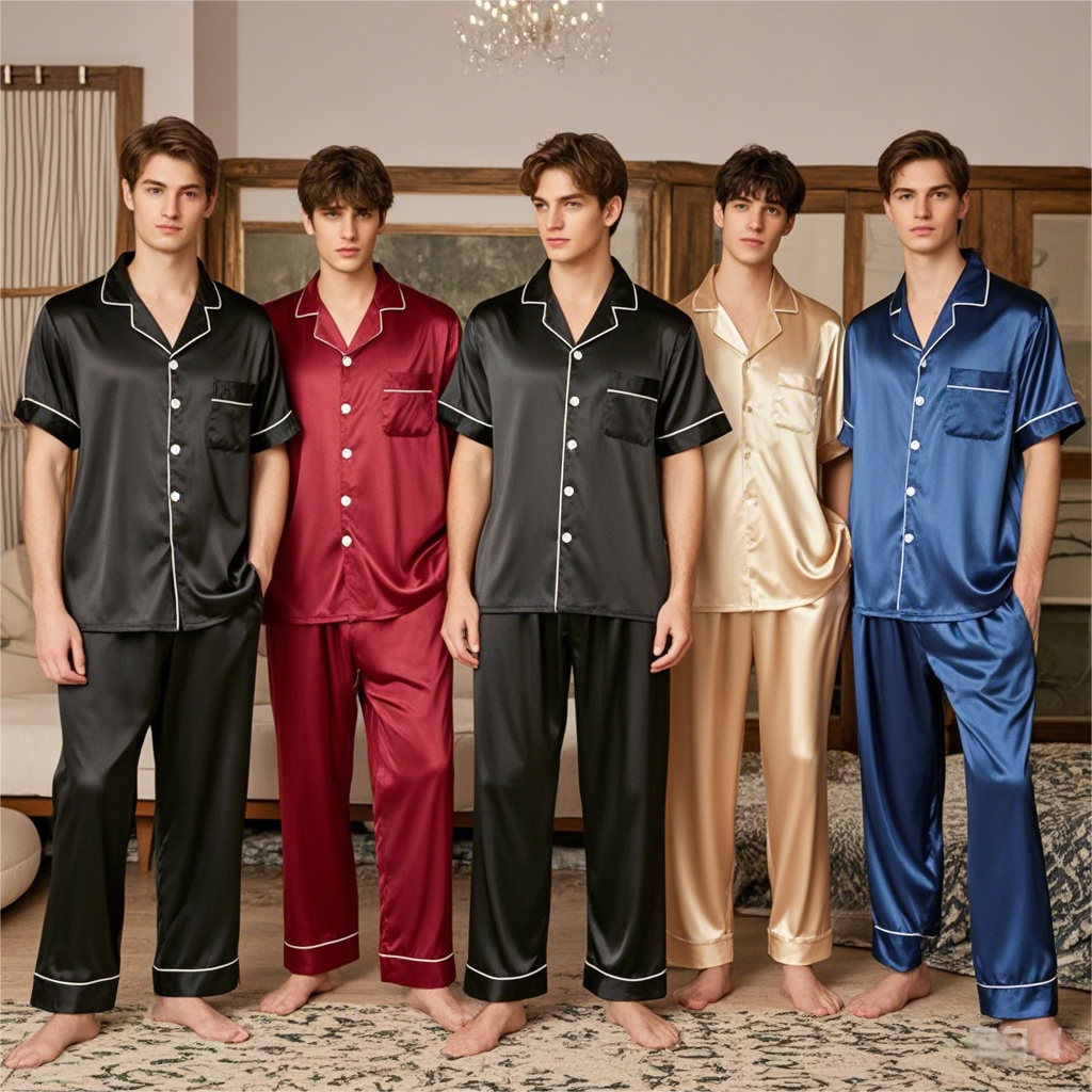 M-4XL Couple Design plus size pajamas set Silk Short Sleeve Women terno ...