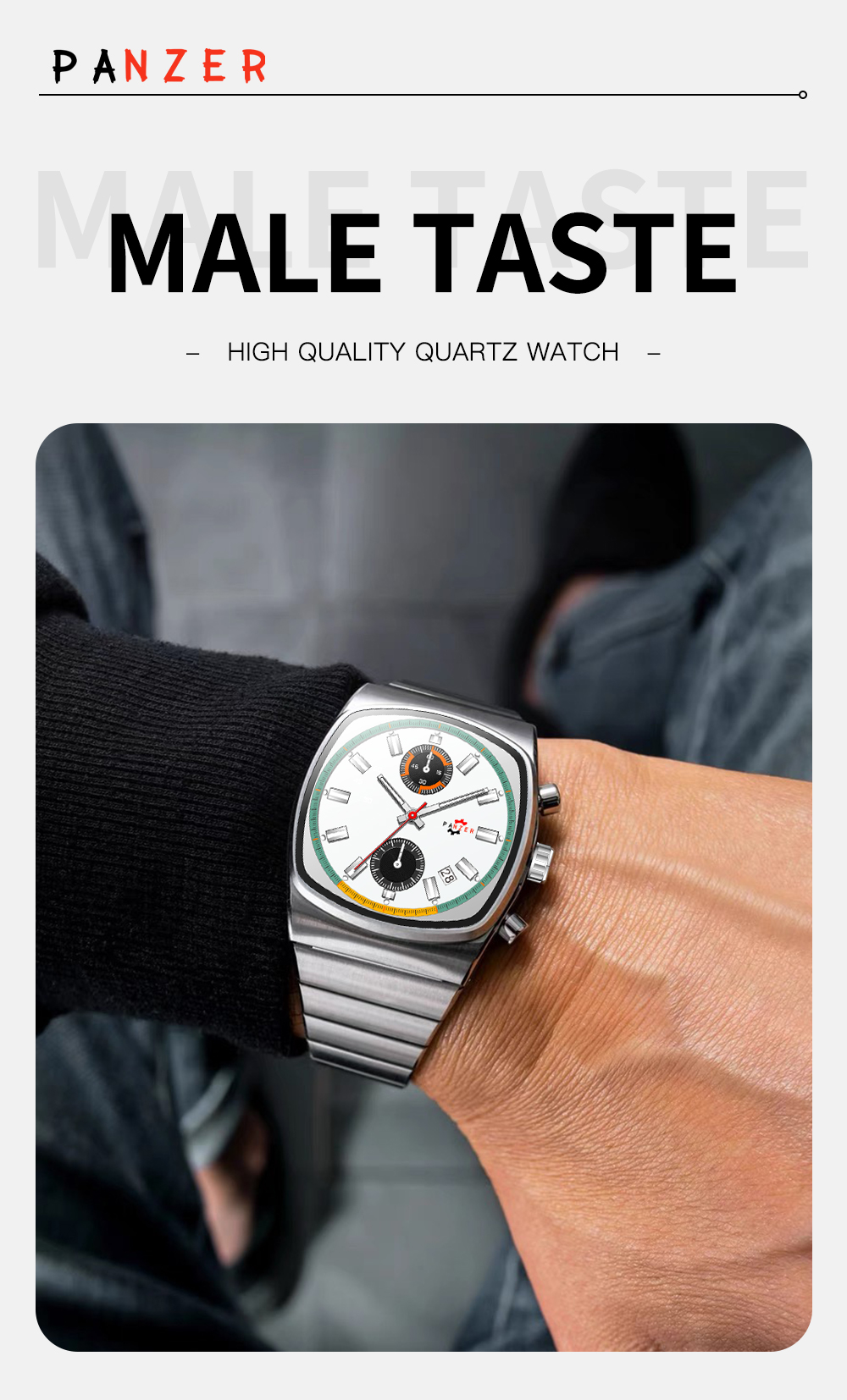 CHAXIGO New Men's Multifunctional Watch Square Quartz Alloy Waterproof ...