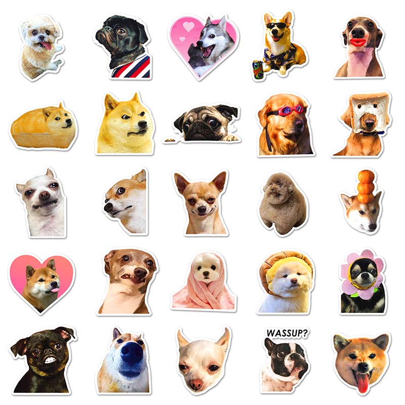 50PCS Funny Dog Meme Stickers for Kids Toys DIY Laptop Car Cute Animal ...
