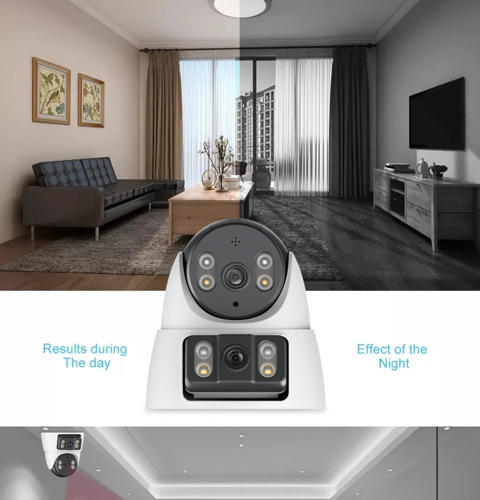 V380 PRO Q1 Plus Dome Dual Lens 4MP Indoor CCTV Camera Full Color HD ...