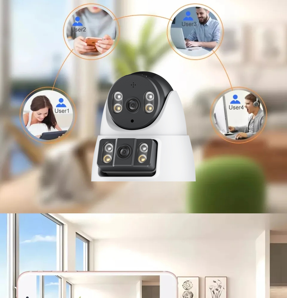 V380 PRO Q1 Plus Dome Dual Lens 4MP Indoor CCTV Camera Full Color HD ...