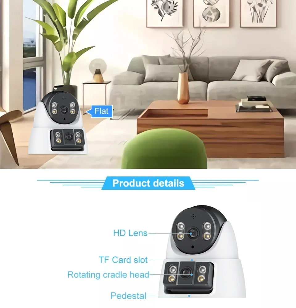 V380 PRO Q1 Plus Dome Dual Lens 4MP Indoor CCTV Camera Full Color HD ...