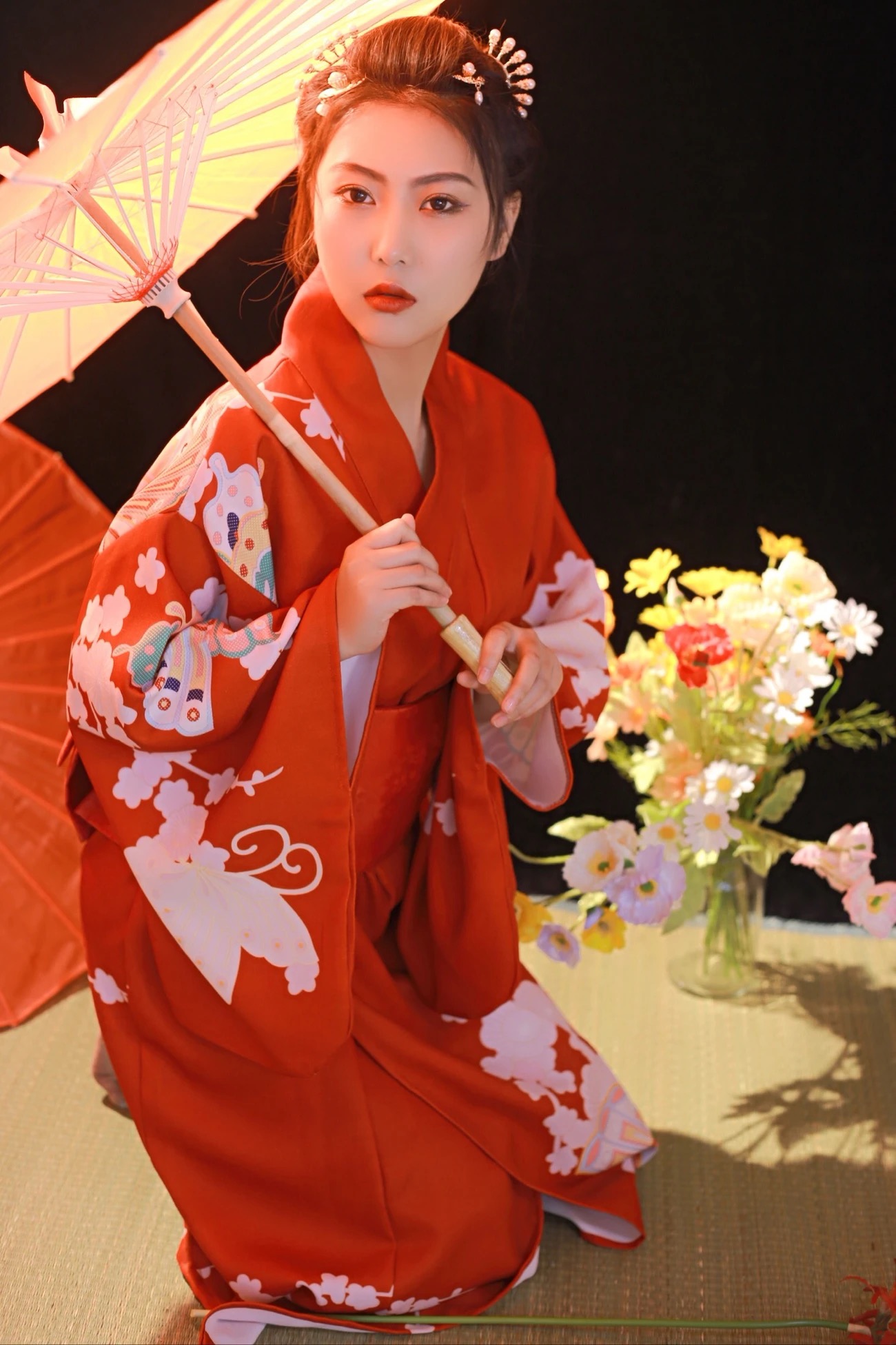Kimono Women Japanese Style Formal Dress Retro Style Red Dress Japanese ...