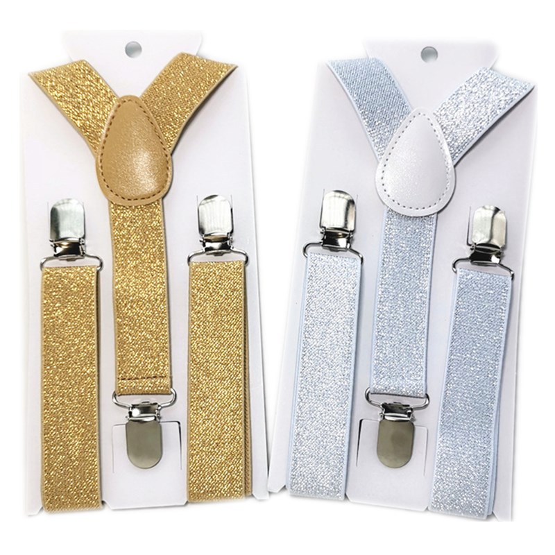 Golden Silvery Suspender for Children Kids Adjustable Elastic Y-back ...