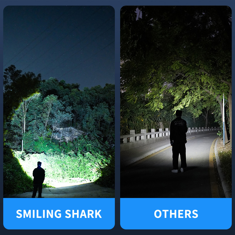 SMILING SHARK LED Headlight White Red Light Super Bright Work Light ...