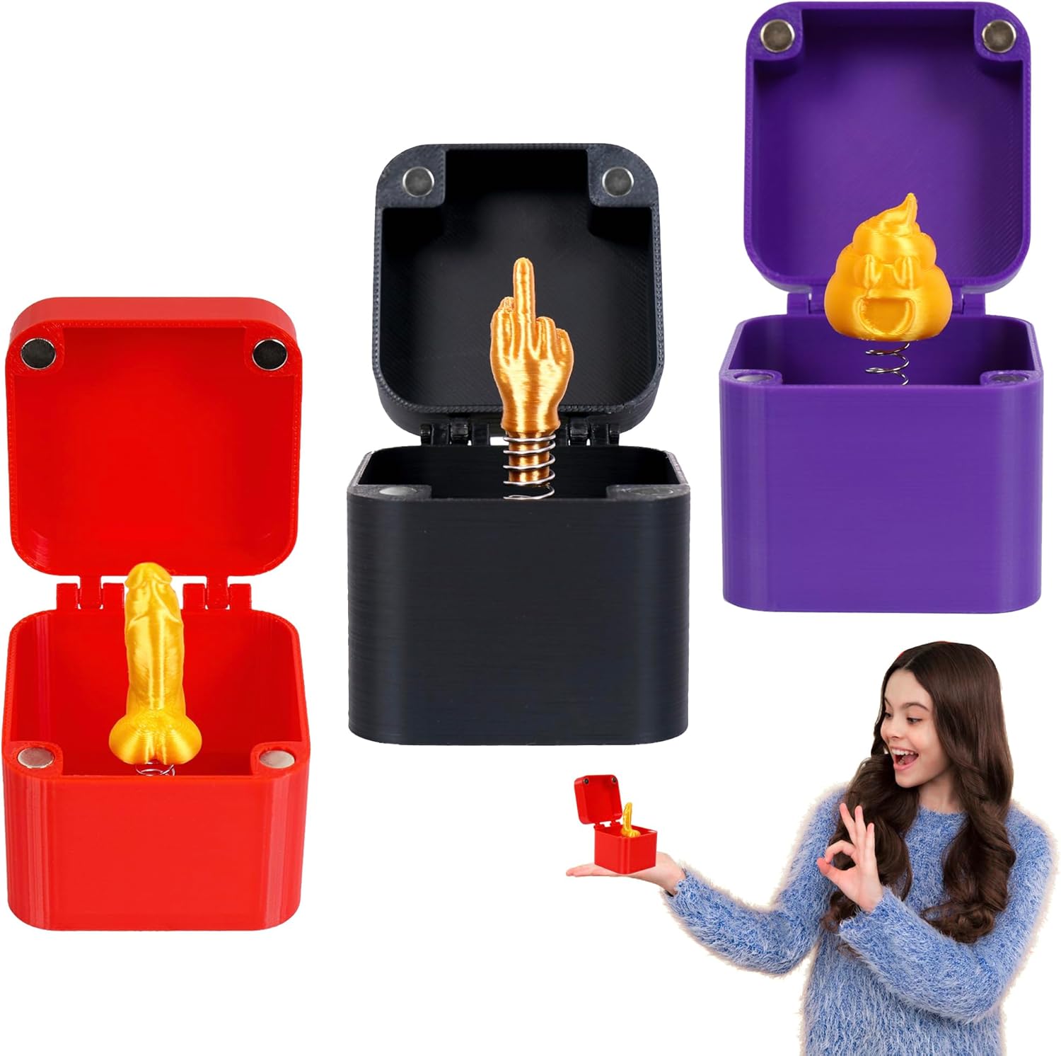 Middle Finger in a Box, Surprise Spoof Prank Gag Gifts for Men,White ...