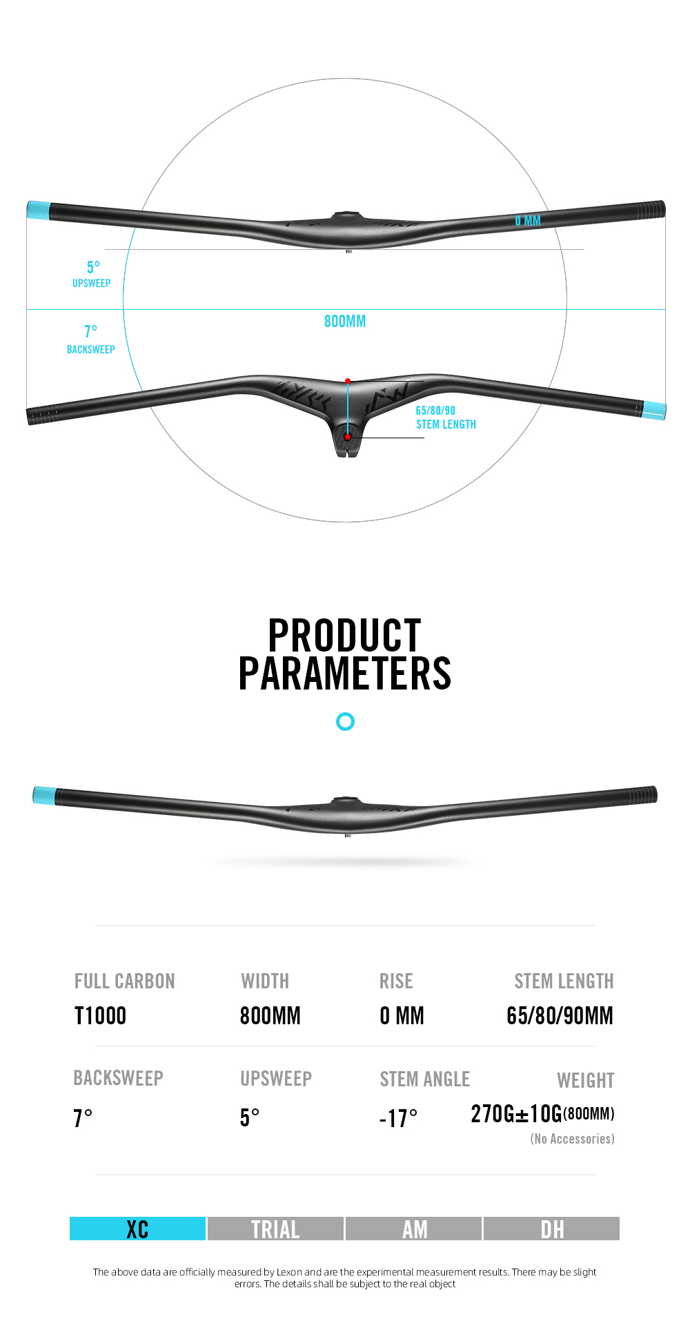 2023 LEXON MTB Integrated Handlebar Carbon Handlebar Rise 800mm -7 ...
