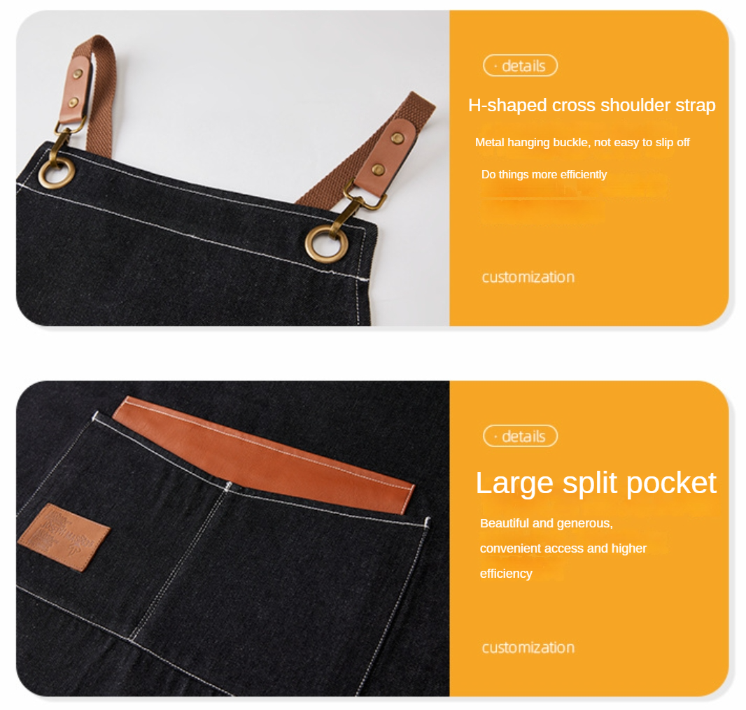 Ready Stock Denim apron custom logo printing kitchen catering dedicated ...