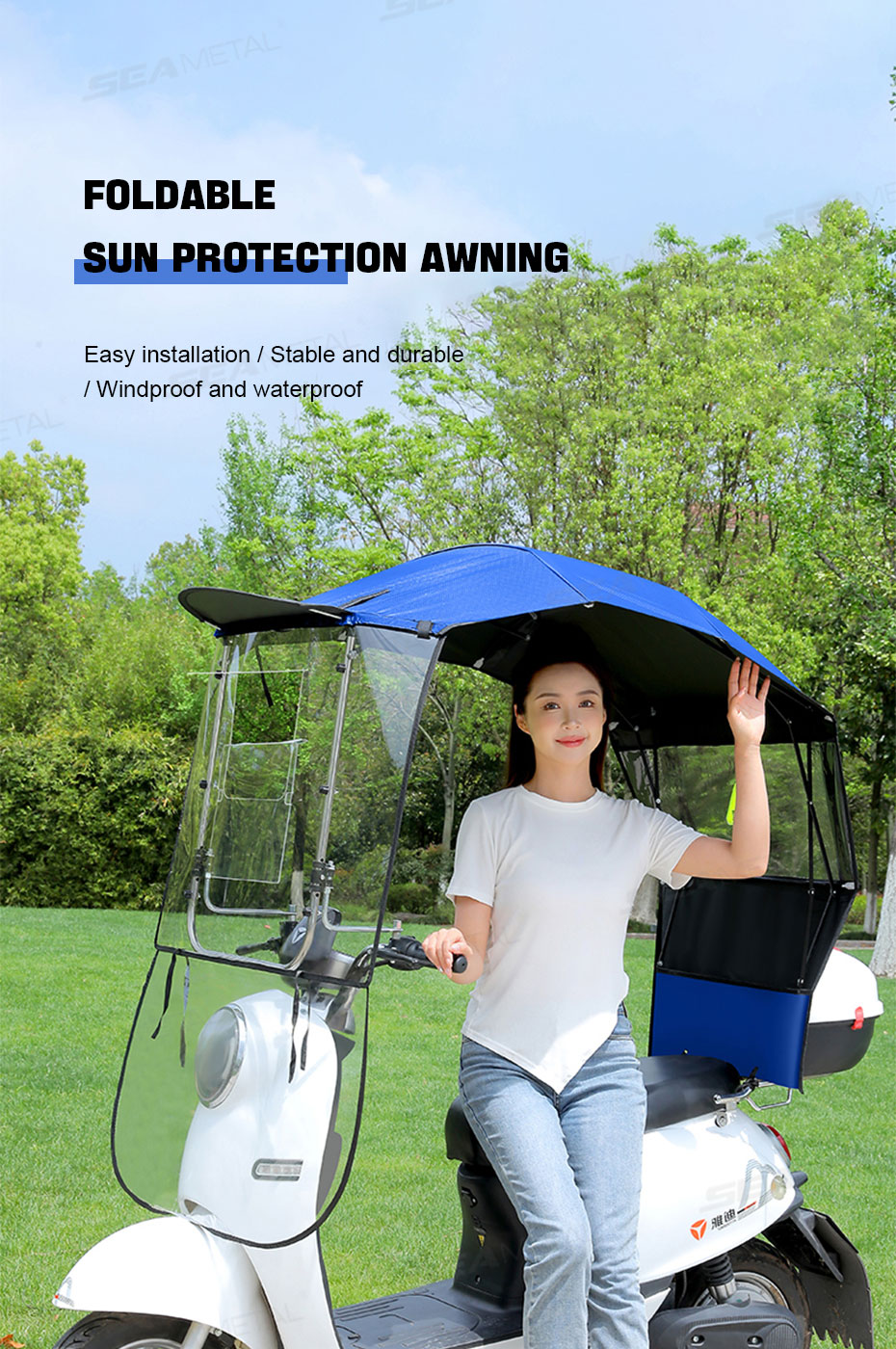 Foldable Motorcycle Canopy Retractable Windshield Electric Vehicle ...