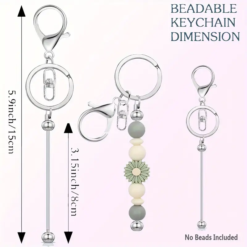 1/3/6pcs DIY Keychain Making Kit - Colorful Beads, Lobster Clasps and ...