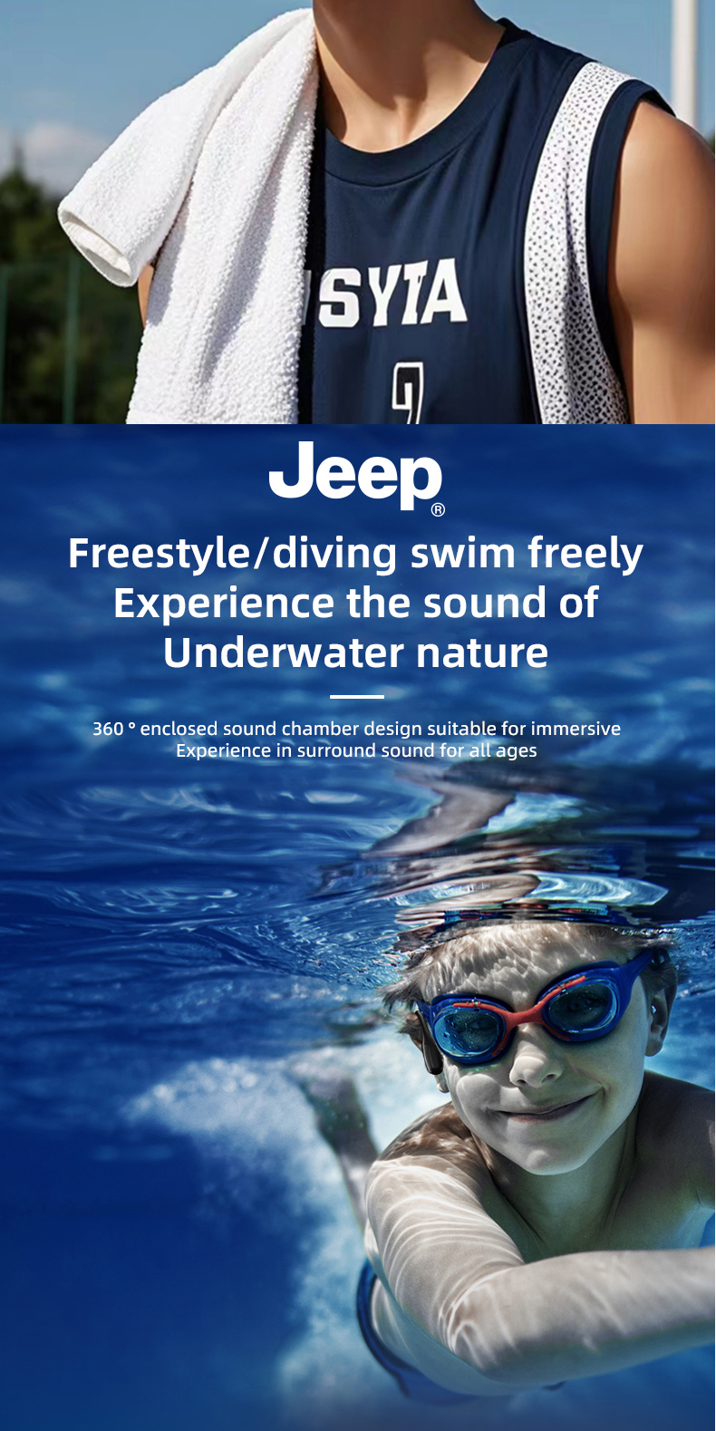 Jeep EC025 Bone Conduction Bluetooth 5.4 Earphones IPX8 Waterproof ...
