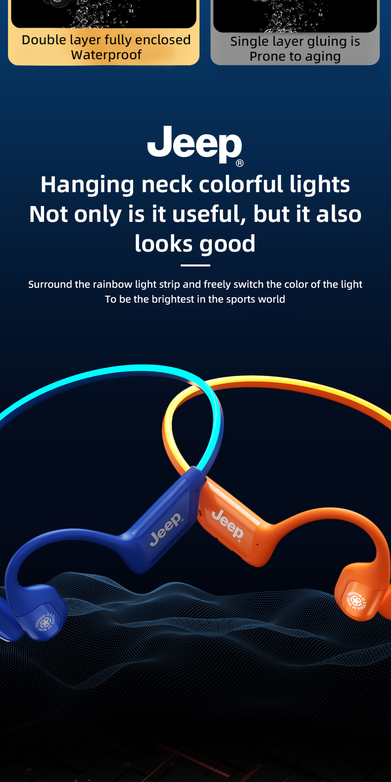 Jeep EC025 Bone Conduction Bluetooth 5.4 Earphones IPX8 Waterproof ...