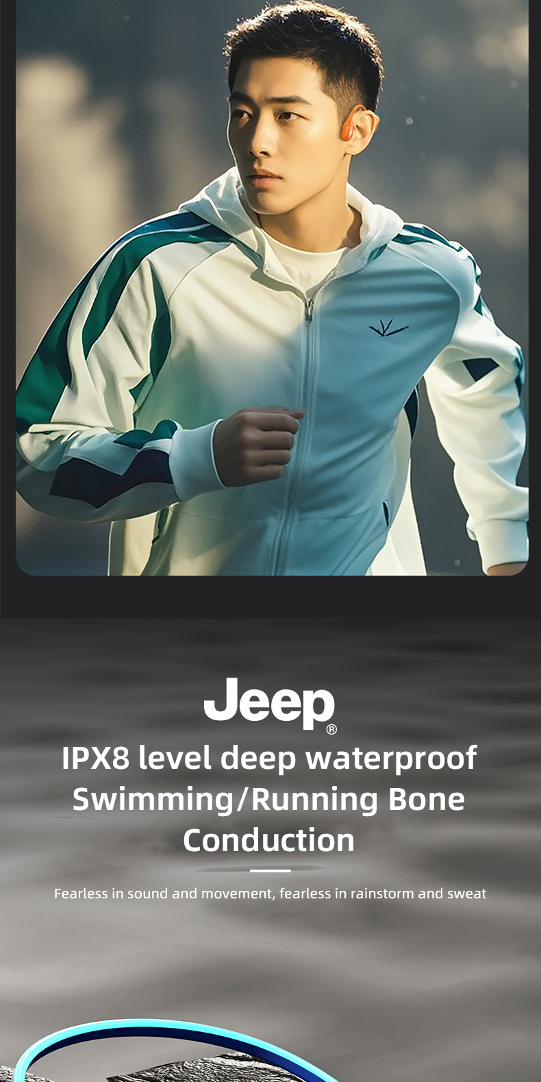 Jeep EC025 Bone Conduction Bluetooth 5.4 Earphones IPX8 Waterproof ...
