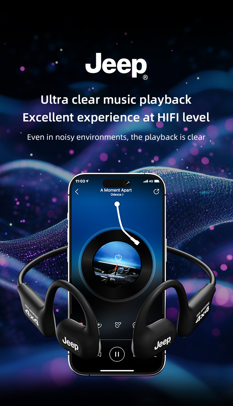 Jeep EC027 Bone Conduction Headphones IPX5 Waterproof Open Ear Wireless ...