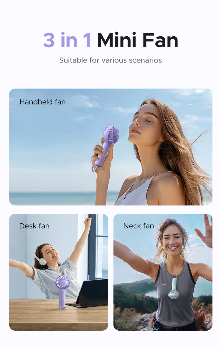 UGREEN Mini Fan 3-Speed 330° Rotatable Strong Wind Adjustable Portable ...