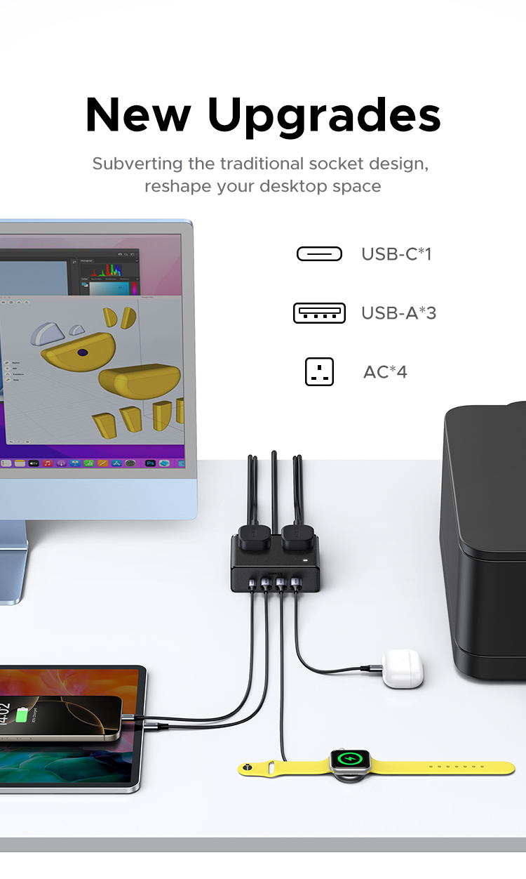 UGREEN S6 Magic Cube Socket plug-in board with USB multi-function plug ...