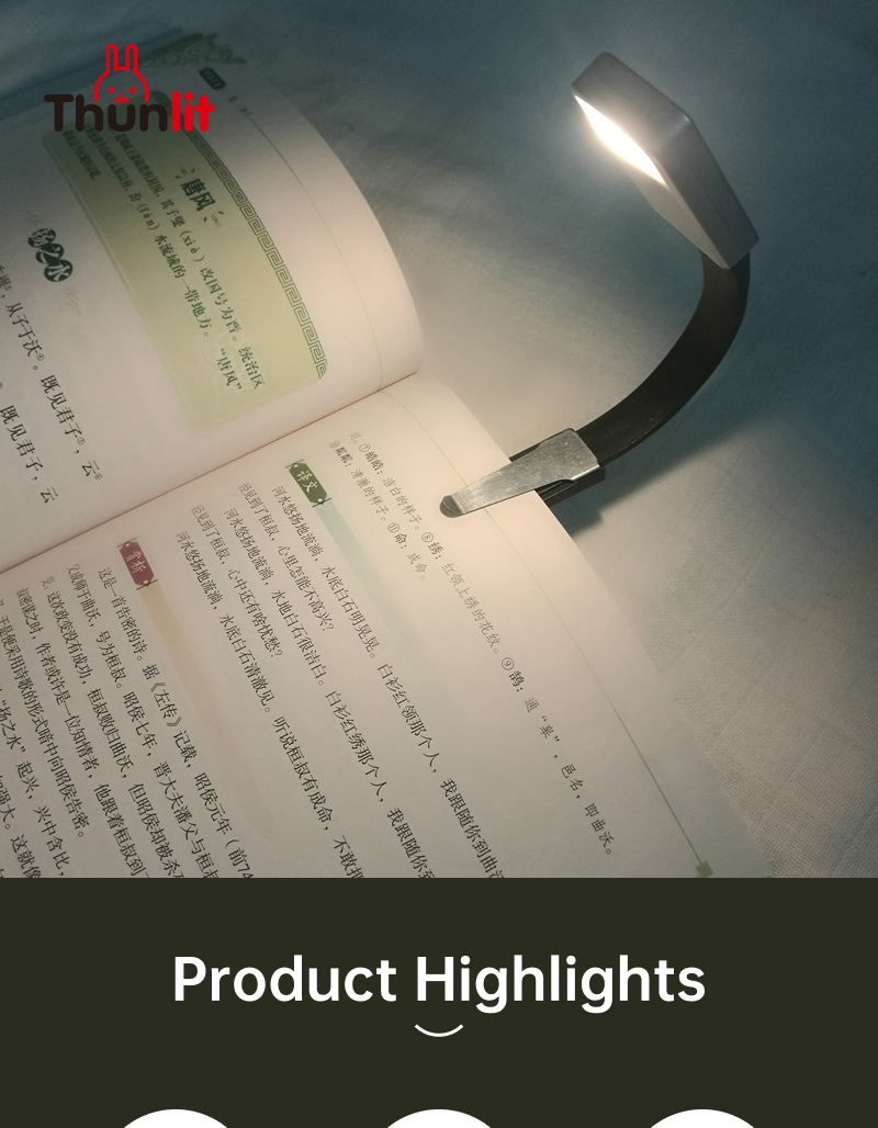 Thunlit Clip Book Light 3-color LED Dimming Clip-on Magnetic E-Book ...