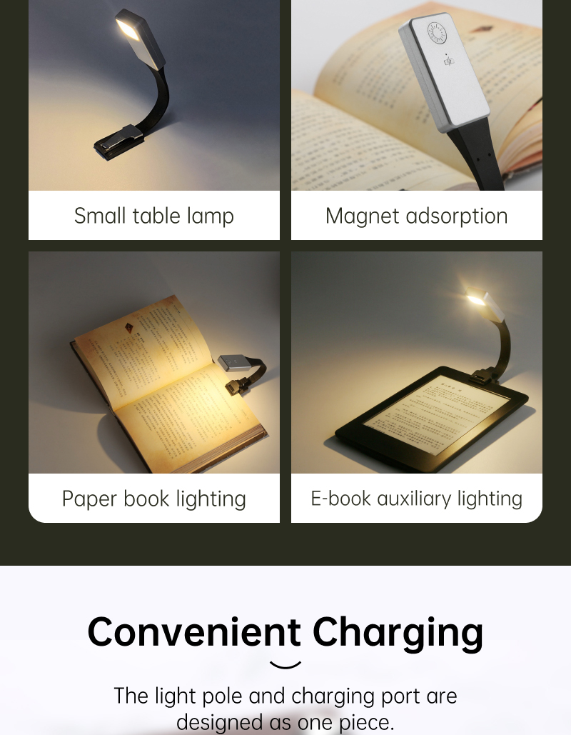 Thunlit Clip Book Light USB Rechargeable Mini Magnetic Clip Adsorption ...