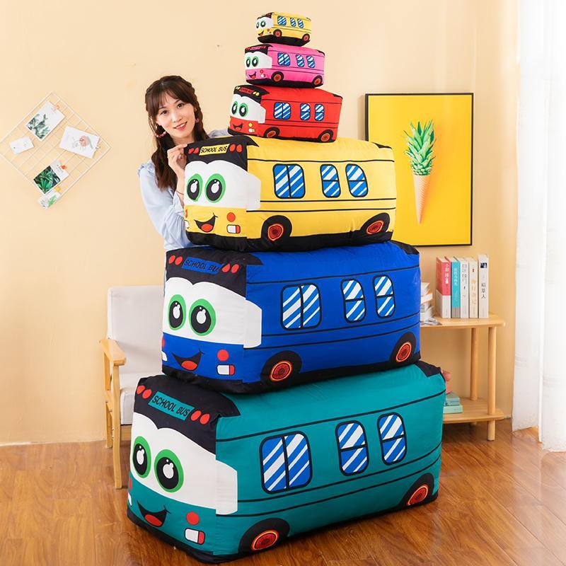 Stuffed School Bus Plush Toys Funny Car Plushie Gifts Vehicle Cartoon ...