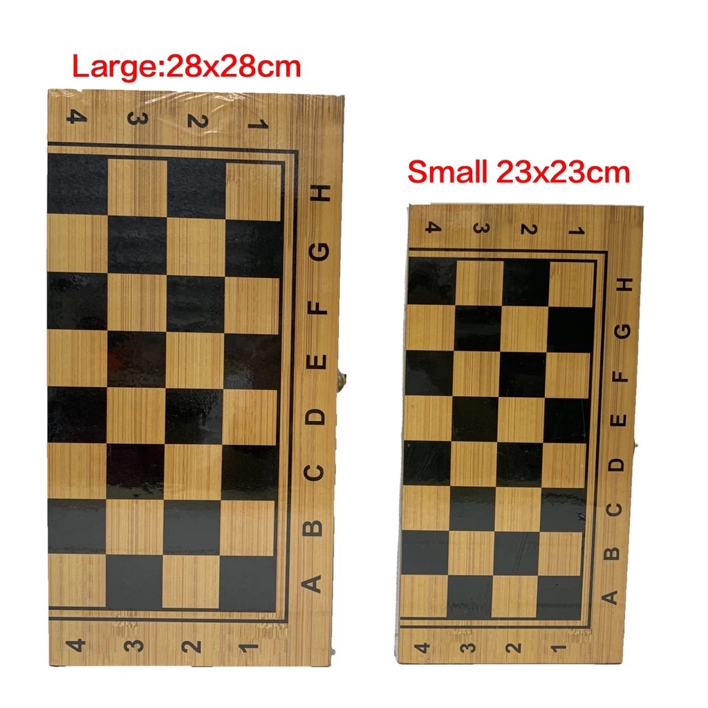 3 in 1 Folding Wooden Chess Board Pieces Set S/M/L/XL Tournament Size ...