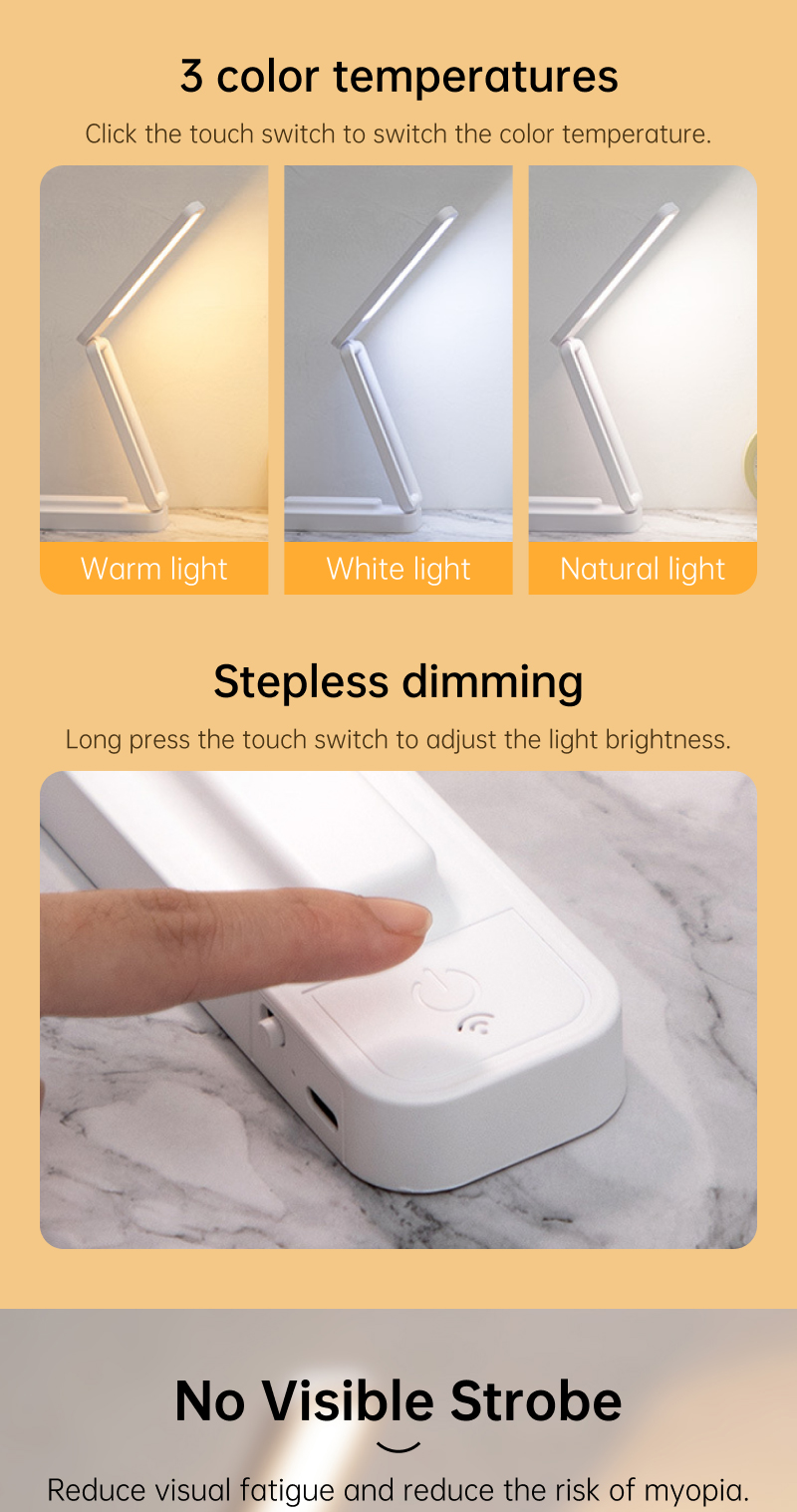 Thunlit Folding Reading Light 2000mAh Rechargeable Foldable Portable ...