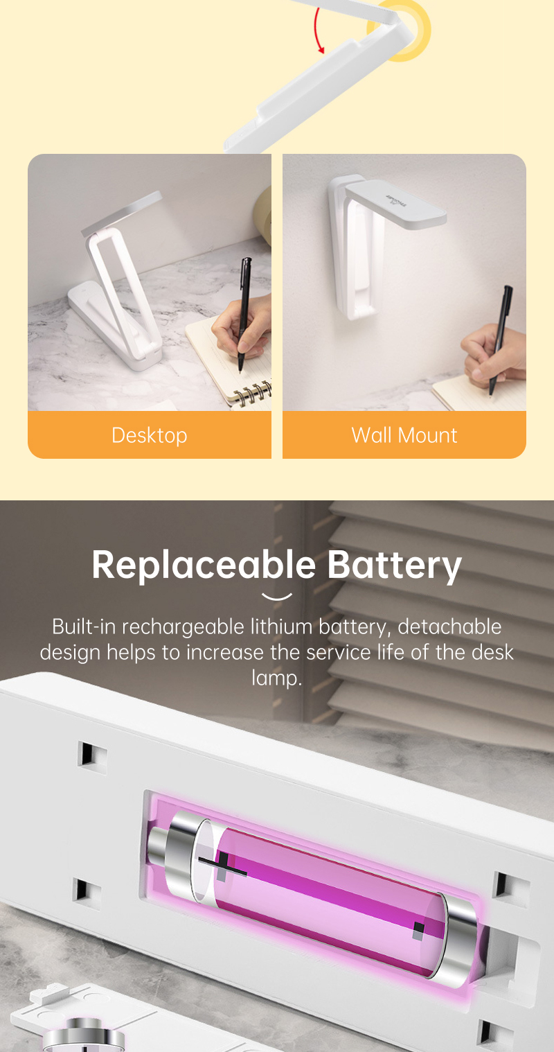 Thunlit Folding Reading Light 2000mAh Rechargeable Foldable Portable ...